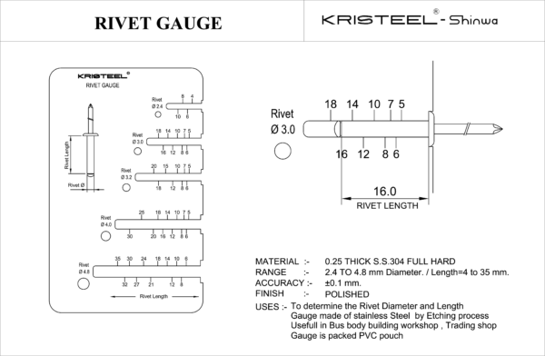 Rivet Gauge | Measuring Instruments | Kristeel