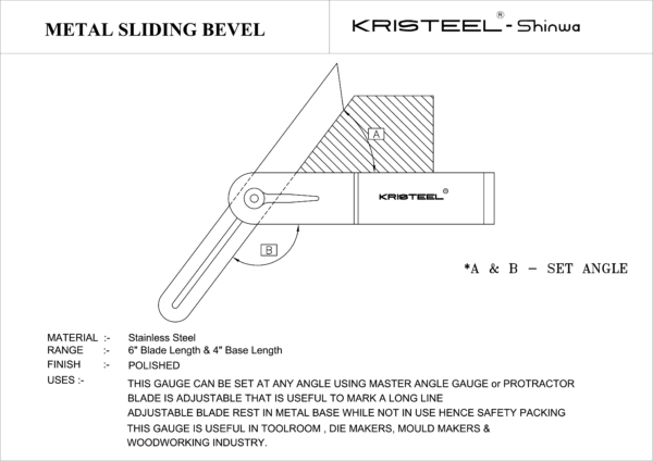 Sliding T-Bevel Gauge | Measuring Instruments | Kristeel