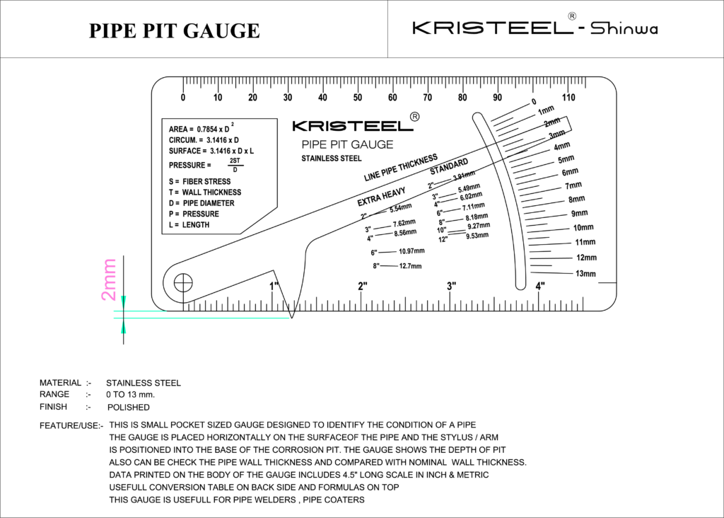 Welding Pipe Pit Gauge | Measuring Instruments | Kristeel